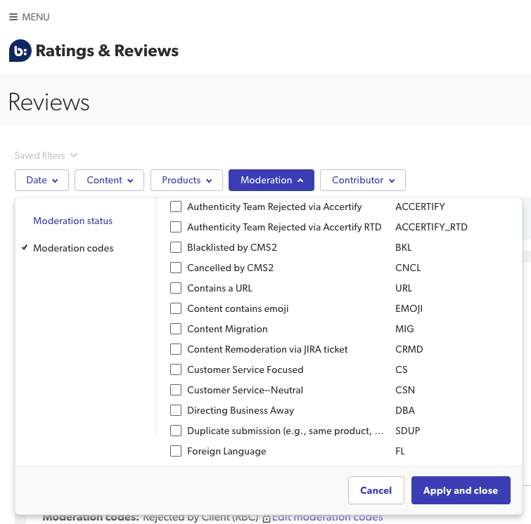 Moderation Logic, Codes, and Guidelines